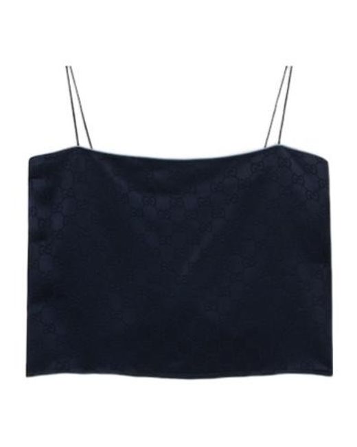 Gucci Monogrammed Singlet Top in Blue | Lyst