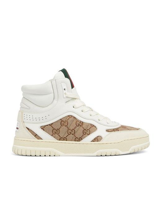 Gucci Re-Web Series High-Top Skate Shoes in Natural | Lyst