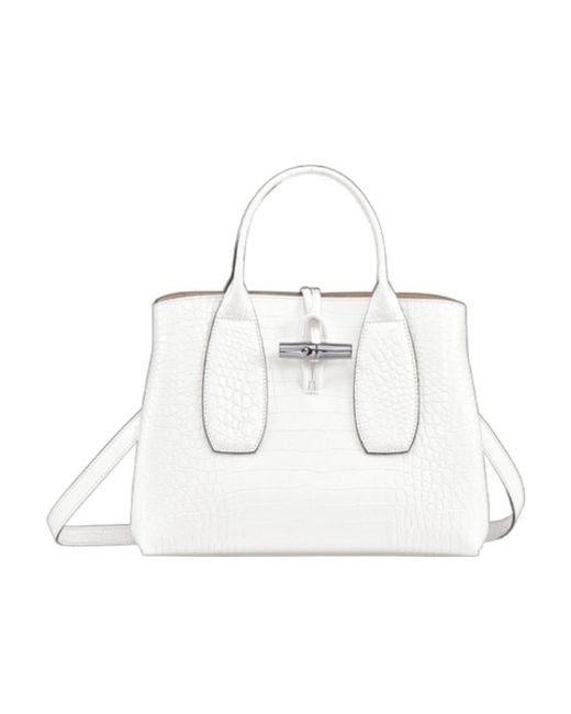 Longchamp Roseau Series Shoulder Bags in White | Lyst