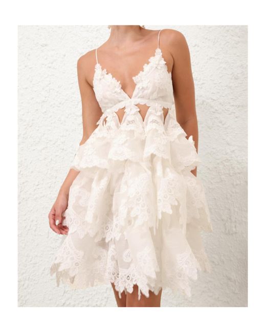 Zimmermann Layered Dress in White | Lyst