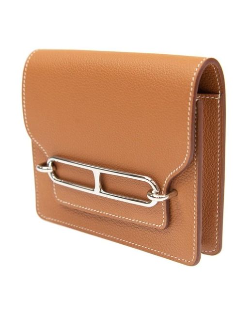 Hermès Roulis Slim Logo Details Wallet in Brown | Lyst