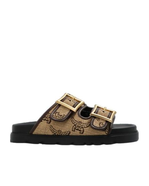 MCM Jacquard Buckle-Fastening Sandals in Brown | Lyst