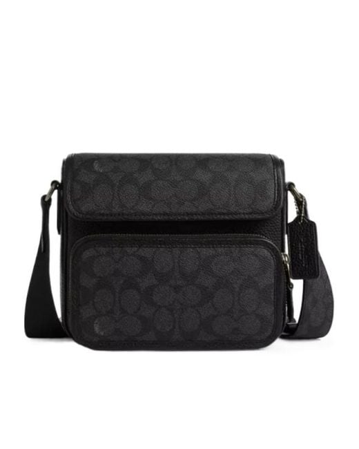 COACH Sullivan's Signature Canvas Clamshell Crossbody Bag in Black for ...