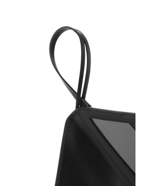 Prada Triangle Logo Luggage Tag in Black for Men | Lyst