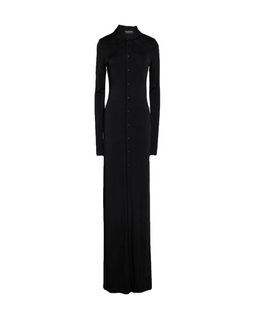 Balenciaga Solid Color Shirt Dress In Black Lyst Uk