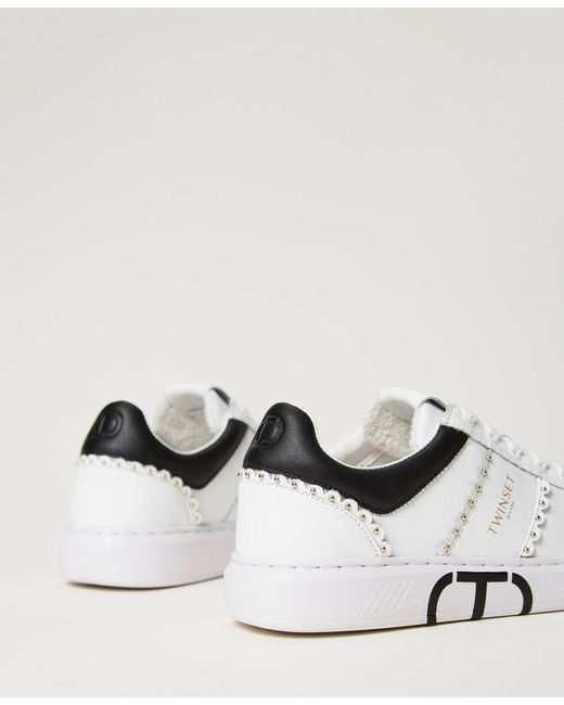Twin Set Tie Low-Top Sneakers in White | Lyst