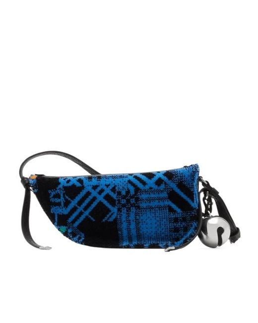 Burberry Mini Shield Wool Shoulder Bag in Blue | Lyst