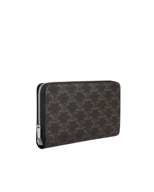 Celine Large Triomphe Logo Wallet in Black for Men | Lyst