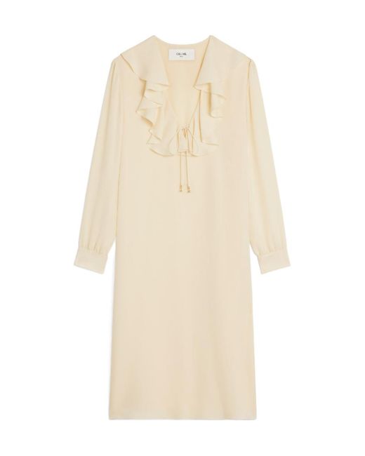 Celine Jabot Dress in Natural | Lyst