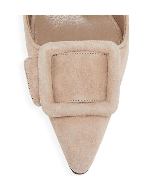 Manolo Blahnik Buckle Detailing Pointed Mules in White | Lyst