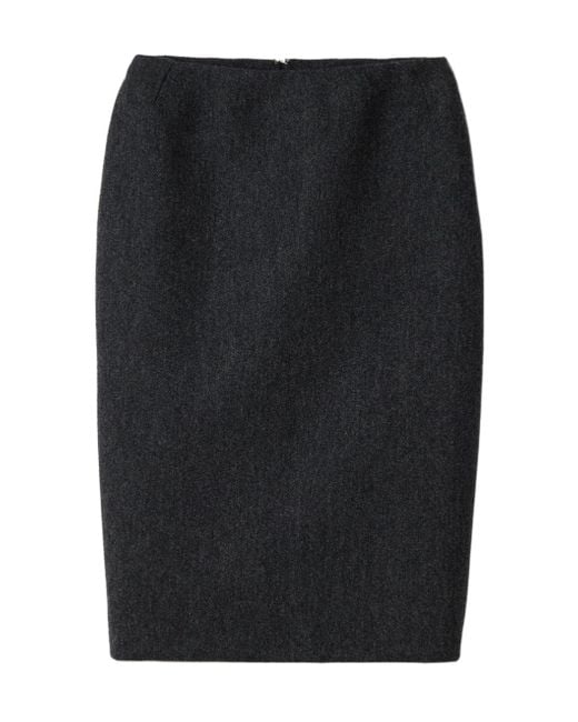 Miu Miu Double Wool Skirt in Black | Lyst