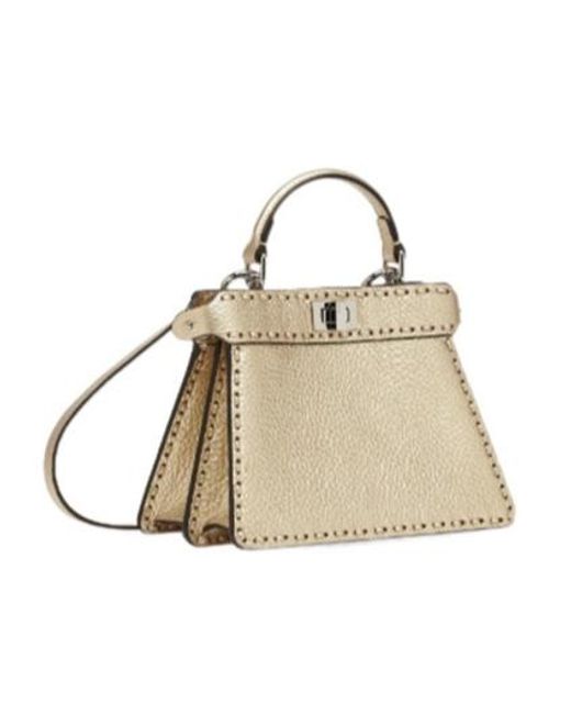 Fendi Top Handle Shoulder Bag in Natural | Lyst