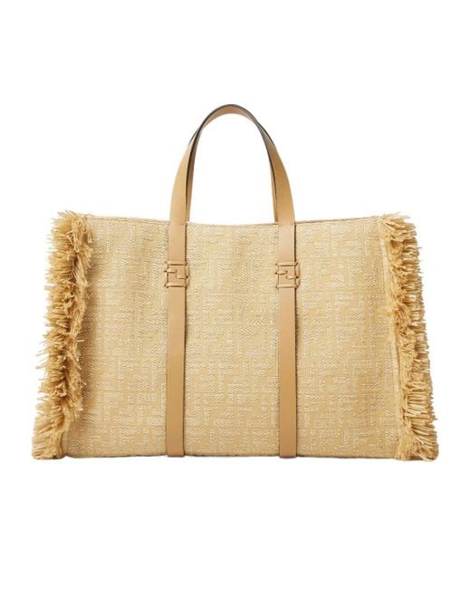 Fendi Summer Ff Jacquard Tote Bag in Natural | Lyst