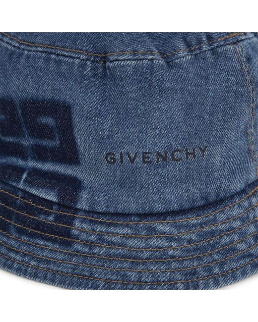 Givenchy Kids Dropped Narrow Brim Denim Bucket Hat in Blue | Lyst