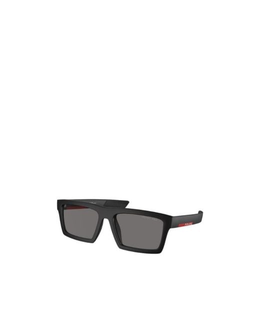Prada Linea Rossa Logo Logo Sunglasses in Metallic for Men | Lyst UK