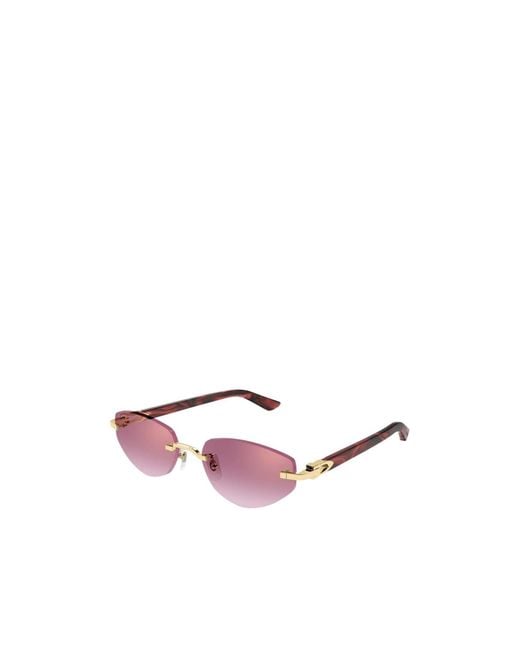 Cartier Oval Frame Sunglasses in Pink | Lyst UK