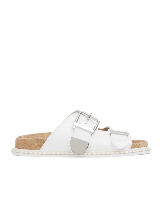Chloé Clasp Details Slippers in White | Lyst