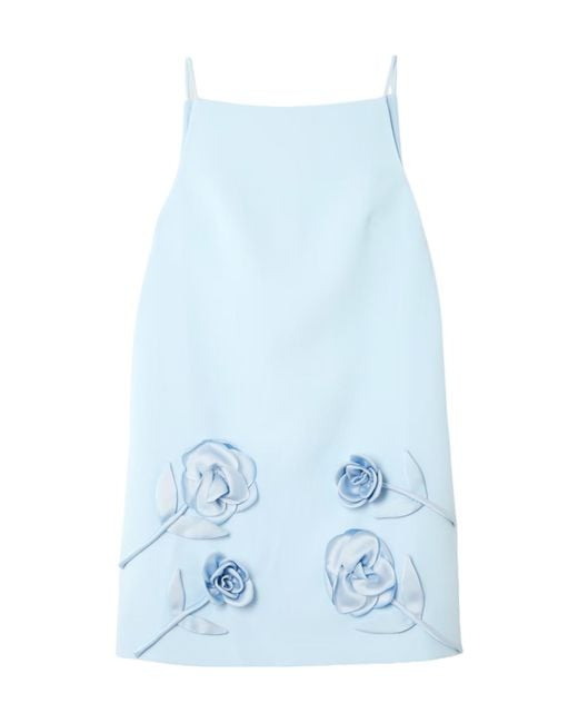 Self-Portrait Appliqué Crepe Mini Dress in Blue | Lyst UK
