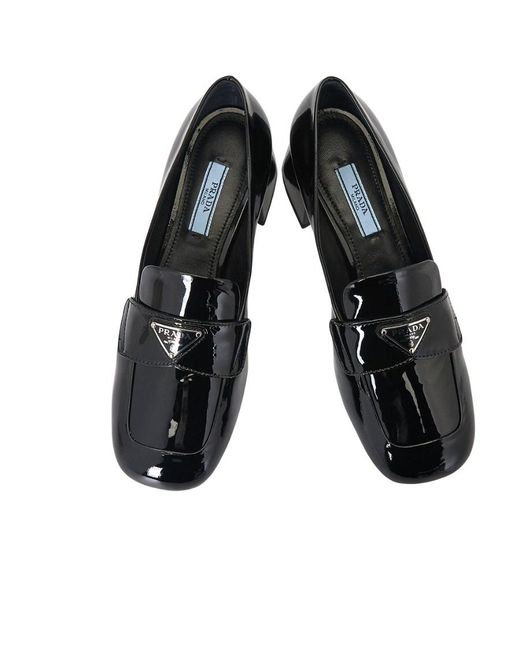 Prada Logo High Heels in Black | Lyst