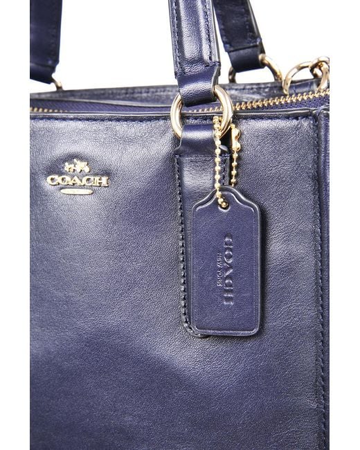 COACH Logo Zipper Satchel in Blue | Lyst