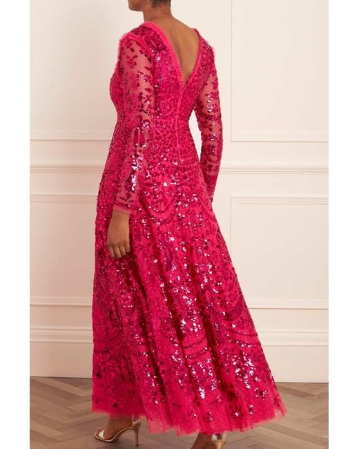 Needle & Thread Chandelier Sequin-Embellished Gown in Red | Lyst