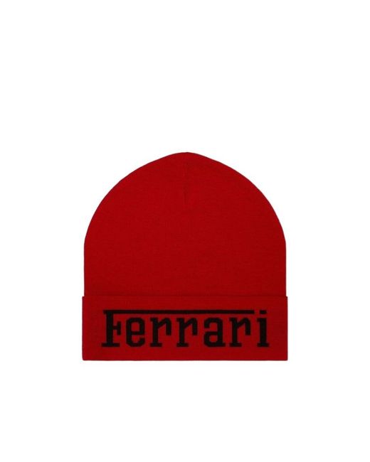 Ferrari Logo Jacquard Woolen Hat in Red for Men | Lyst
