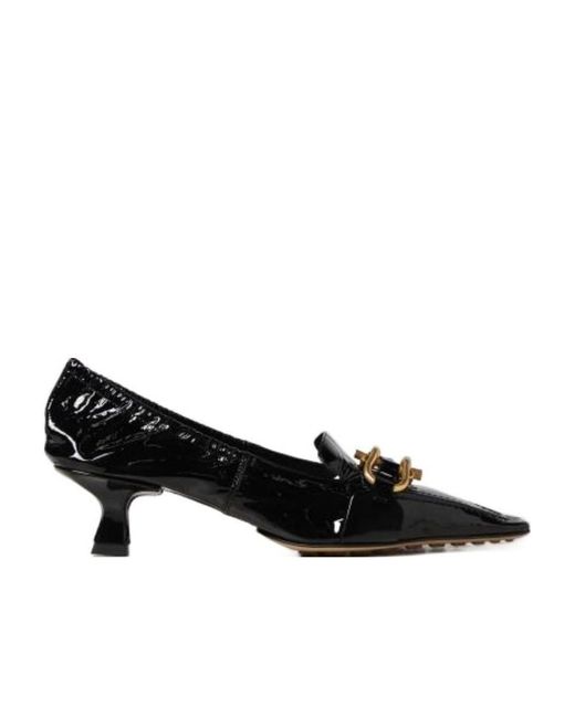 Bottega Veneta Logo Square Toe High Heels in Black | Lyst