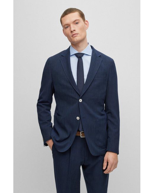 BOSS Pattern Wool Suit in Blue for Men | Lyst