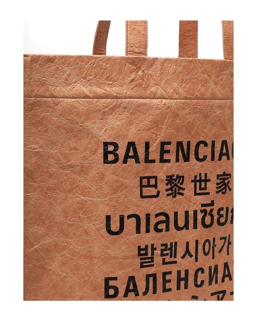 Balenciaga Languages Printed Medium Tote Bag in Brown for Men | Lyst