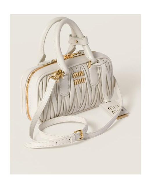 Miu Miu Mini Logo Shoulder Bag in White | Lyst