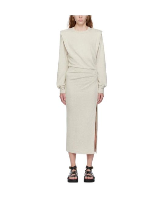 Isabel Marant Mafalda Long-Sleeve Maxi Dress in White | Lyst
