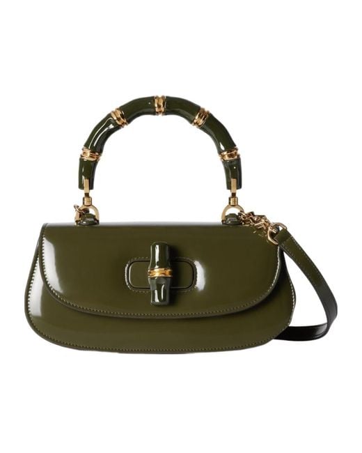 Gucci Bamboo Diva Medium Bag in Green | Lyst