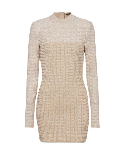 Balmain Labrinthe Dress in Natural | Lyst