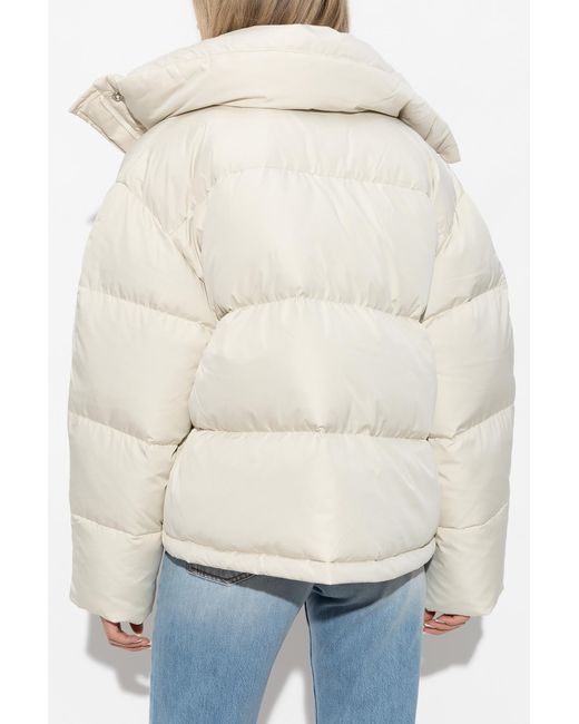 Acne Studios Logo Long-Sleeved Down Jacket in White | Lyst