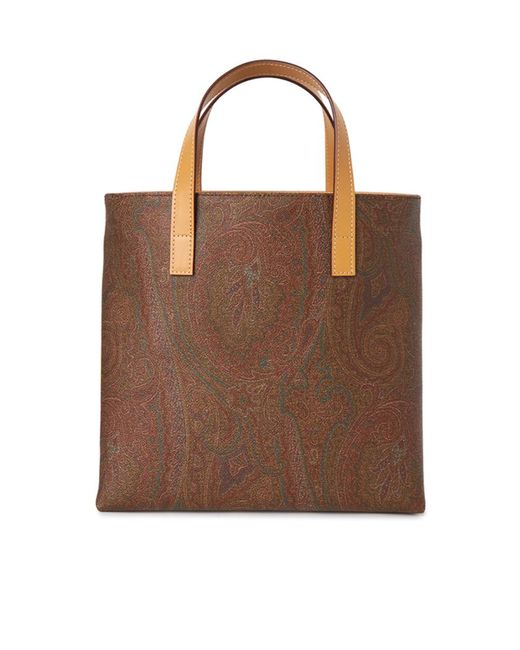 Etro Logo Handbag in Brown | Lyst