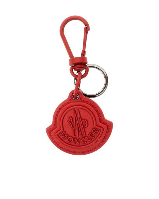 Moncler Logo Leather Key Chain in Red for Men | Lyst