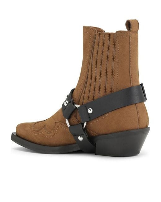 Ganni Suede Low-Cut Chelsea Boots in Brown | Lyst