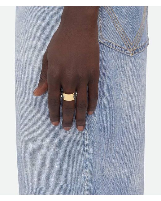 Bottega Veneta Chain Link Detail Ring in White for Men | Lyst