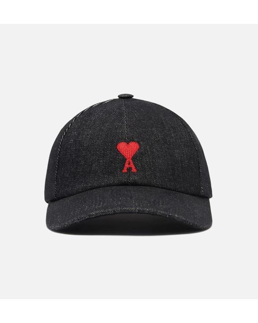 Ami Paris Ami De Coeur Denim Cap in Black for Men | Lyst