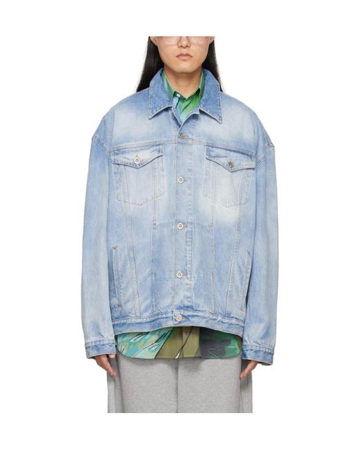 Vetements Logo Embossed Denim Jacket in Blue for Men | Lyst