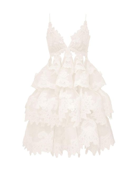 Zimmermann Layered Dress in White | Lyst