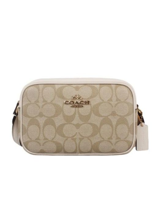 COACH Mini Jamie Logo Shoulder Bag in Natural | Lyst
