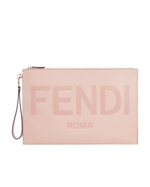 Fendi Roma Large Logo Handbag in Pink | Lyst