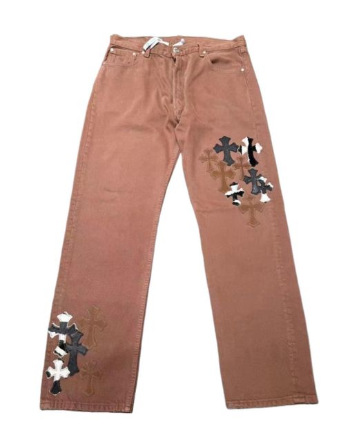 Chrome Hearts Cross-Patch Jeans in Red for Men | Lyst