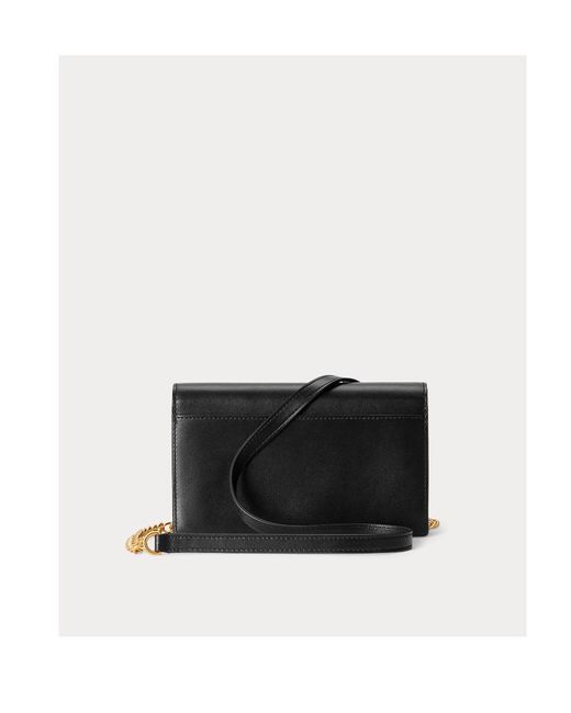 Polo Ralph Lauren Logo-Plaque Leather Crossbody Bag in Black | Lyst