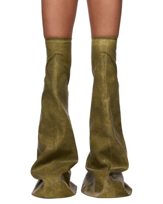 Rick Owens Asymmetrical Seam Line Boots in Green for Men | Lyst