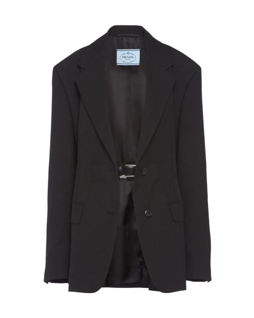 Prada Triangle-Logo Tailored Blazer in Black | Lyst