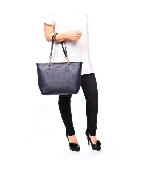 COACH Logo Handbag in Blue | Lyst