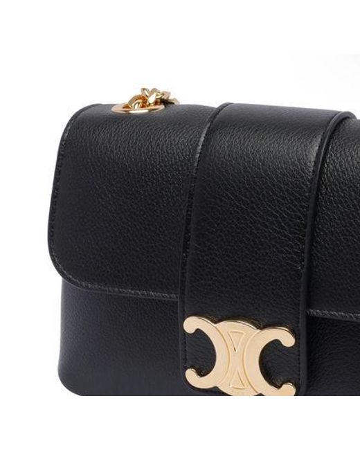 Celine Logo Shoulder Bag in Black | Lyst