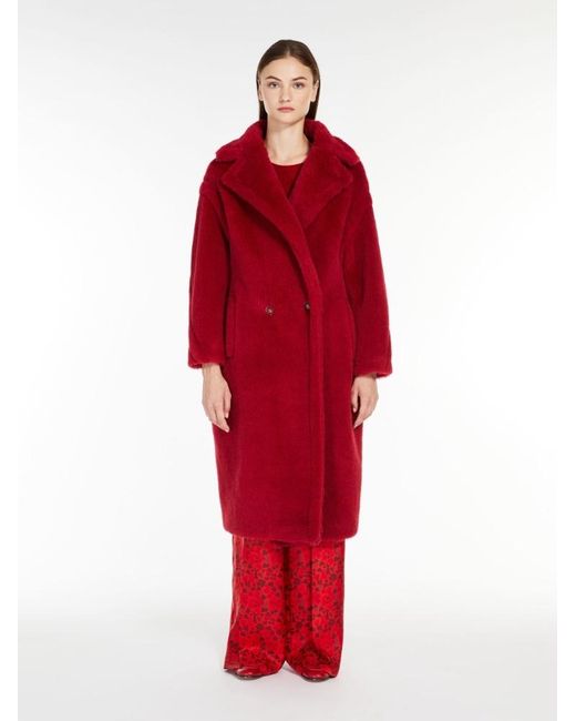 Max Mara Teddy Bear Double-Breasted Coat in Red | Lyst